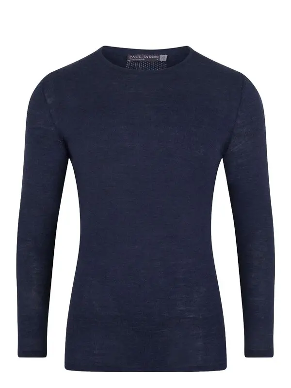 PAUL JAMES KNITWEAR Merino Activewear Base Layer Top - Blue