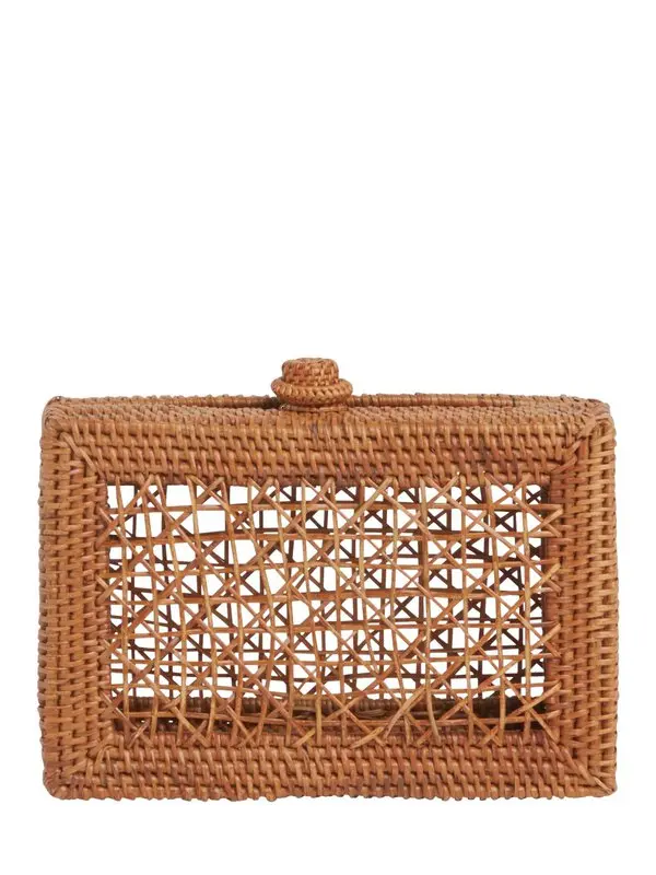 BETSY & FLOSS Firenze Raffia Clutch Bag - Brown