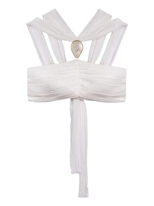 NOCTURNE Strapless Draped Bustier Top - White