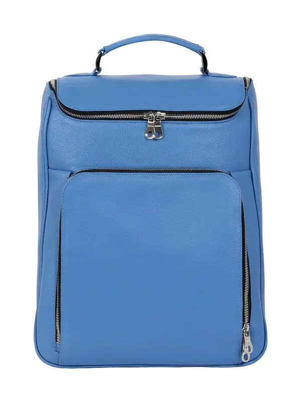 LUIS STEVEN Medium Leather Laptop Backpack - Blue