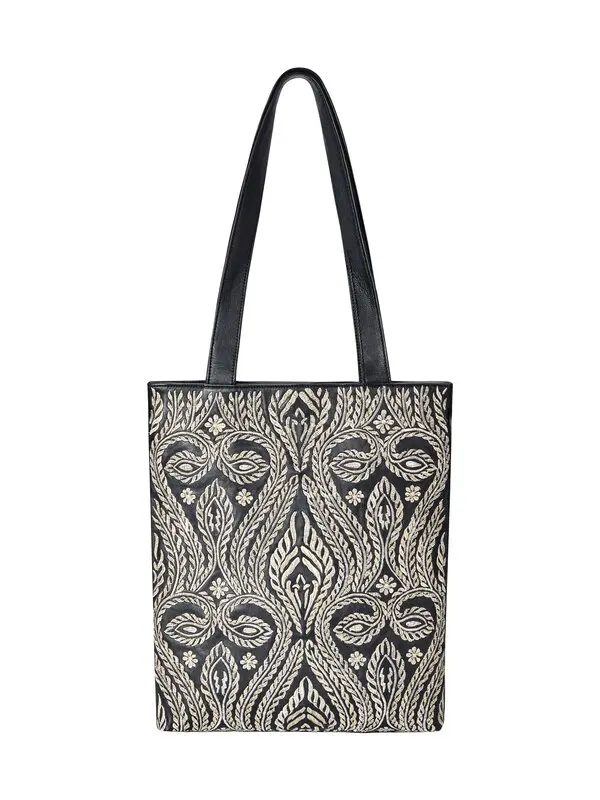 JODI LEE All That Jazz Embroidered Shopping Bag - Black