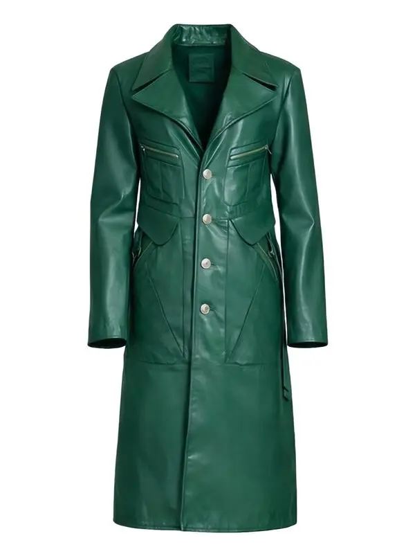 ZASTASTUDIO Planet Long Leather Jacket - Green
