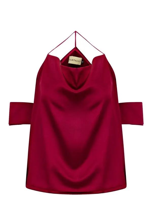 BOUTIQUE KAOTIQUE Handmade Indonesian Off-the-shoulder Silk Top - Red