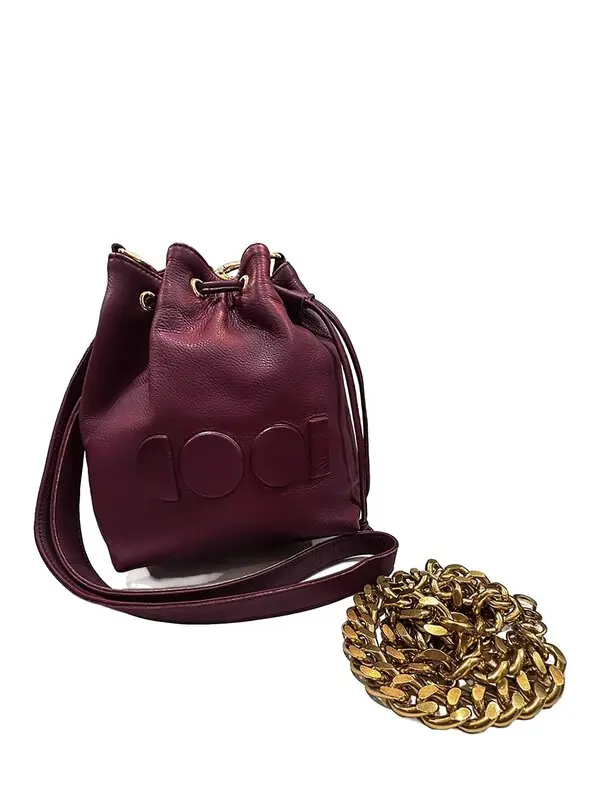 COOL CREATIVE Leather Bucket Bag With Metal Chain - Red