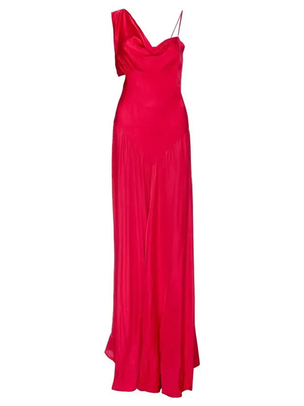 LAHIVE Aphrodite Asymmetrical Draped Dress - Red