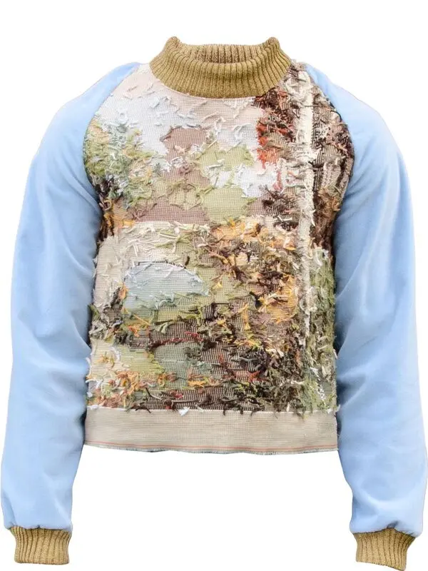 ABSURDE Landscape Embroidered Velvet Jumper - Blue