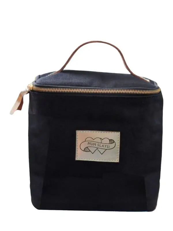 VIDA VIDA Leather Trim Toiletry Bag - Black/gold
