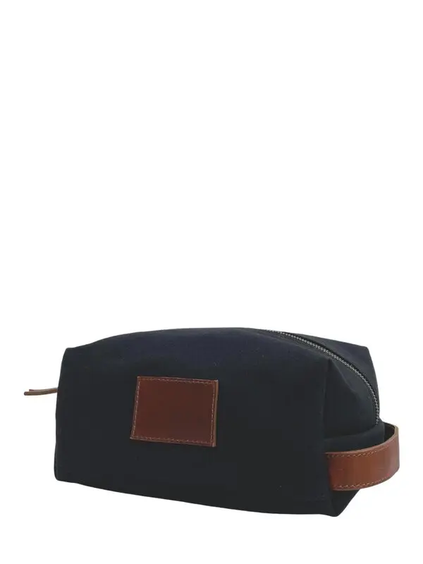 VIDA VIDA Canvas & Leather Wash Bag - Black