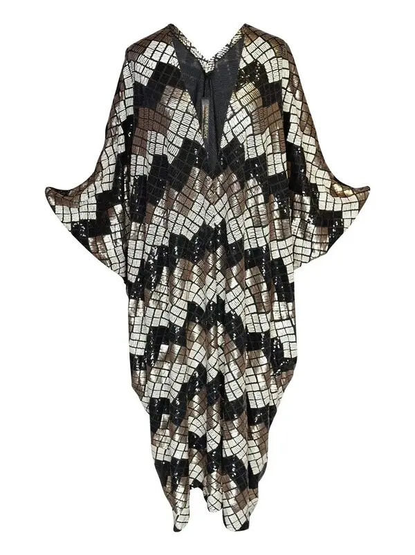 JENNAFER GRACE Sequin Graphic Caftan - Black/white