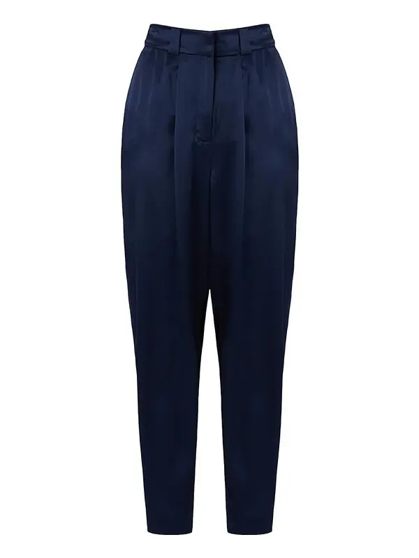 THE SUMMER EDIT Penelope Silk Trouser - Blue