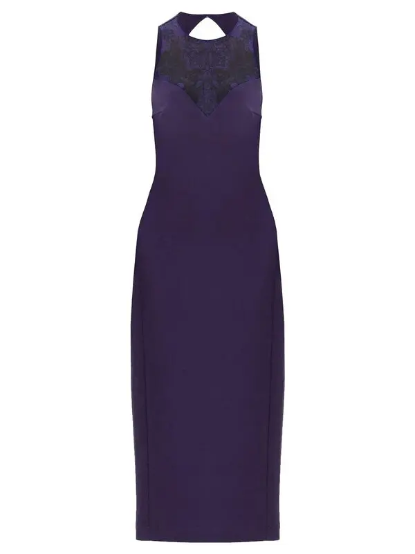 MONOSUIT Sleeveless Backless Bodycon Midi Dress - Purple