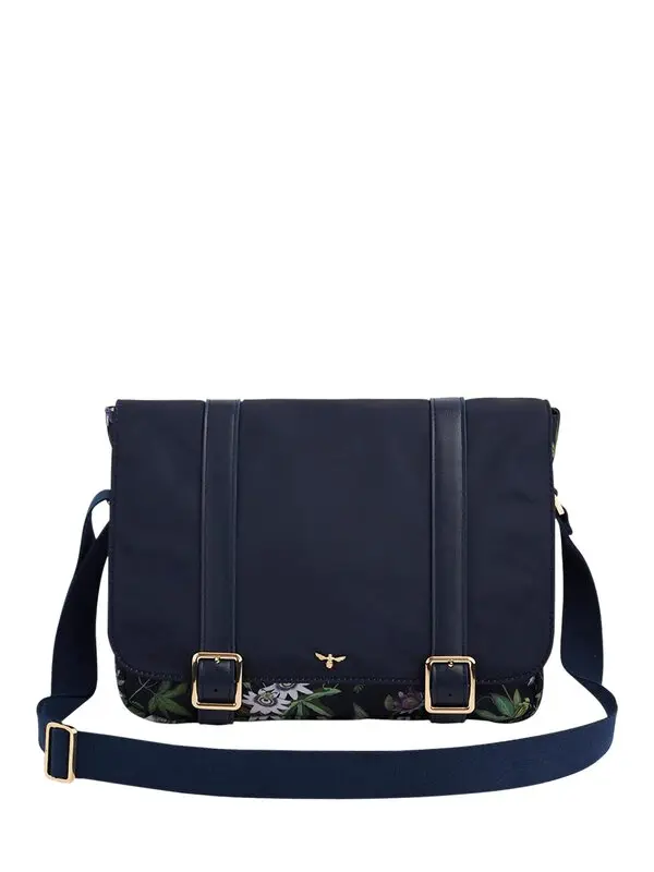FABLE ENGLAND Navy Passion Flower Satchel - Blue