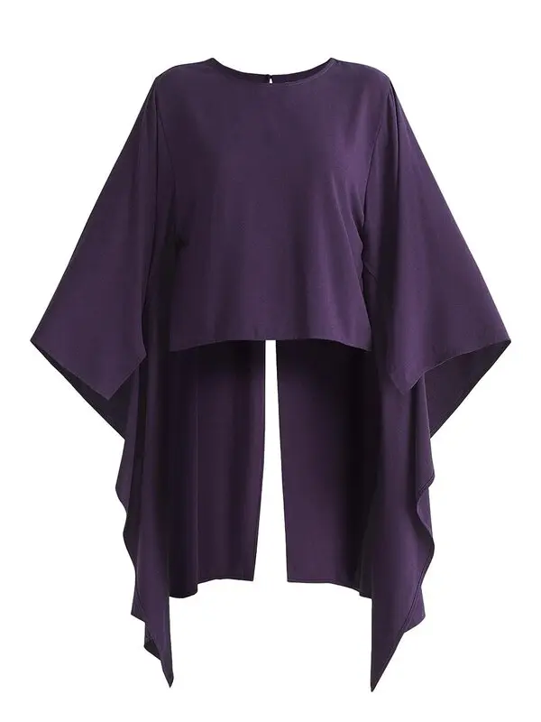 PAISIE Round Neck Cape Top - Purple