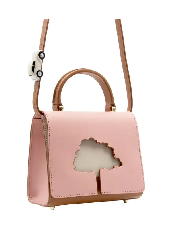 ABSURDE Small Leather Shoulder Bag With Tree Cutout - Pink