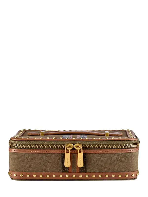 Wolf Ida Travel Zip Jewellery Case - Green/brown