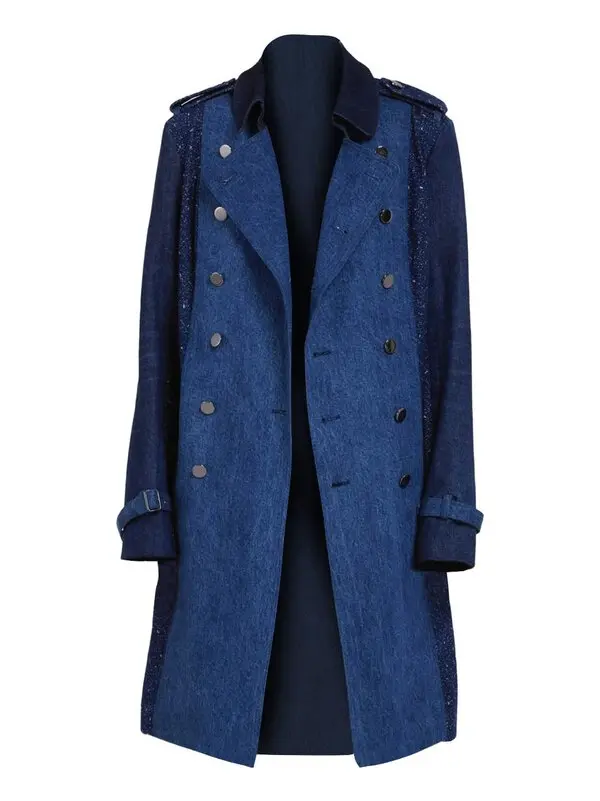 STORY WEAR Denim English Trench Coat - Blue
