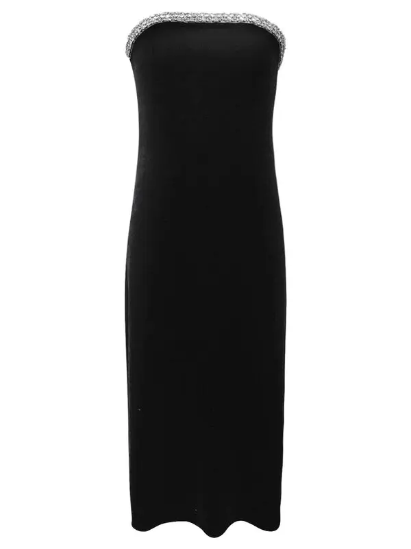 RIVIERA SOIRÉE Audrey Velvet Strapless Midi Dress - Black