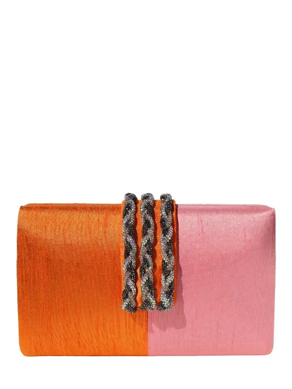 SIMITRI Braided Crystal Clutch - Pink/yellow