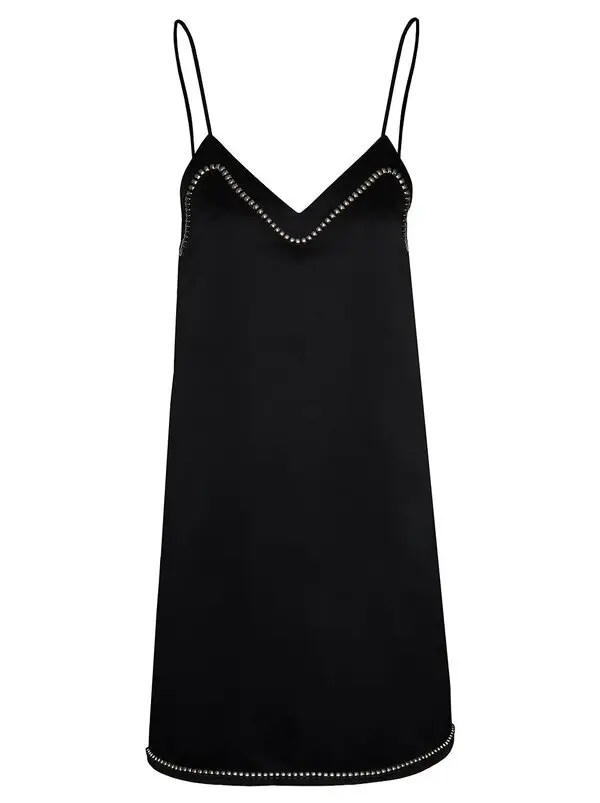 2KSTYLE Amina Hand Embellished Mini Dress With Metal Chain - Black