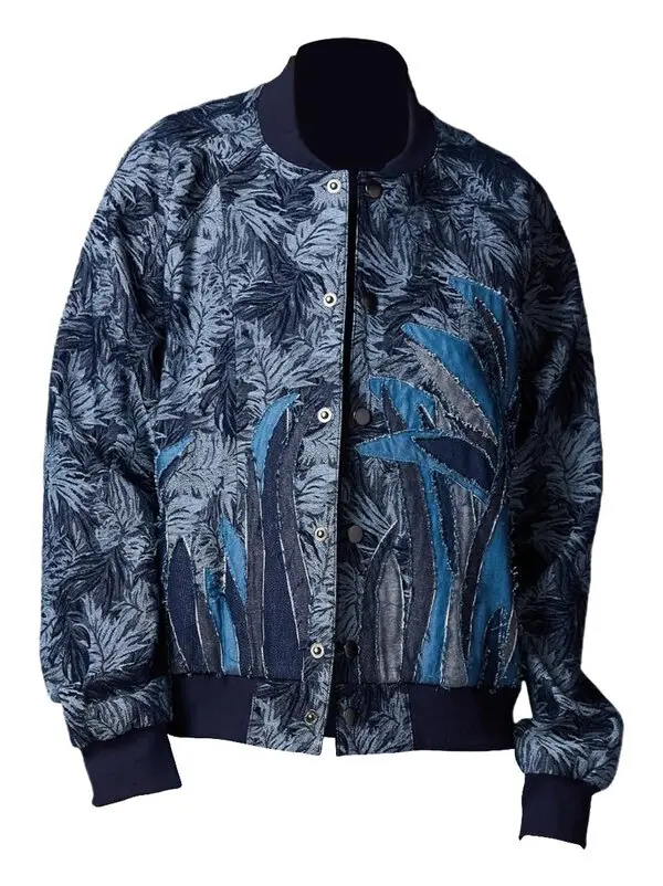 STORY WEAR Appliqué Baseball Jacket - Blue