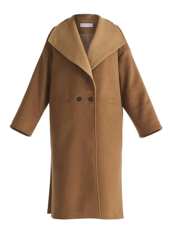 PAISIE Two-tone Double-breasted Wool-blend Coat - Brown