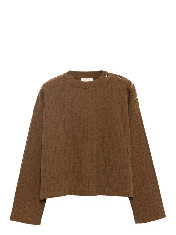 PERALUNA Rib-knit Jumper With Button Detail - Brown
