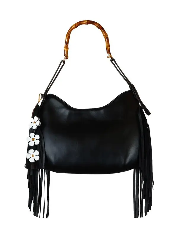 F3ROG BY RANA Fringe Gordon Hobo Bag - Black