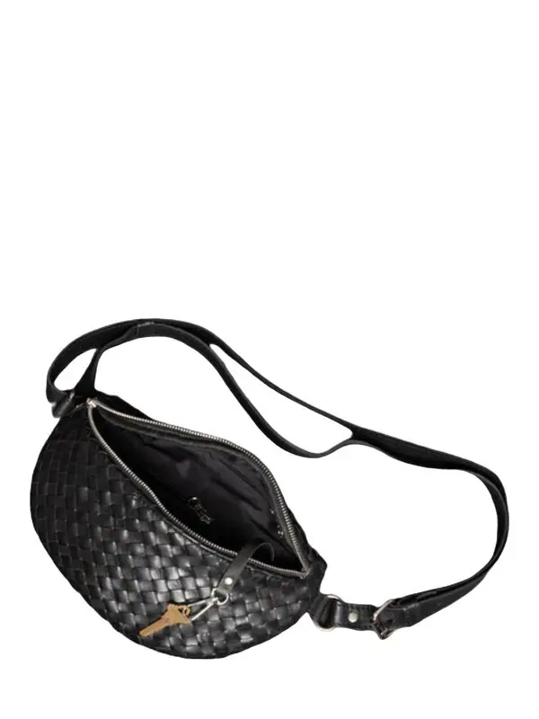 HIDES LEATHER CO. Woven Leather Belt Bag - Black