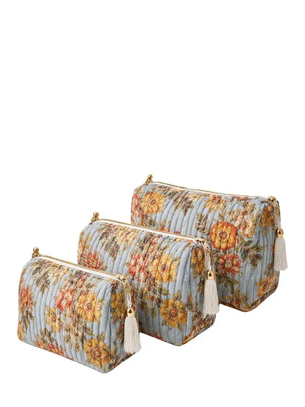 CYC Floral Velvet 3-piece Travel Set - Blue