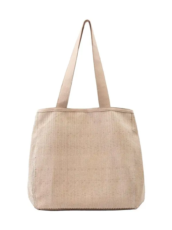 JUAN-JO Leather Tote Bag - Beige/black/white