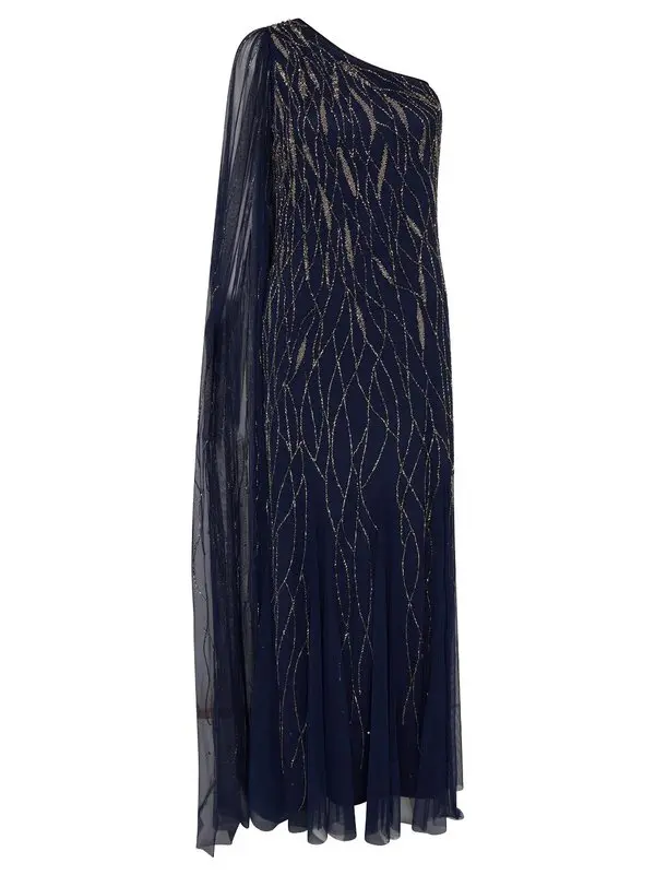 RAISHMA One-shoulder Draped Train Gown - Blue
