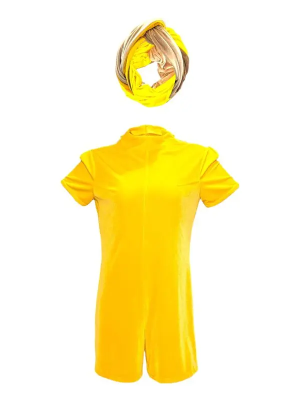 JULIA CLANCEY Bae Sunshine Velour Jumpsuit Set - Yellow