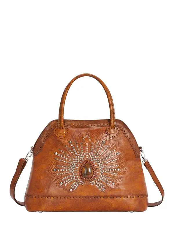 JODI LEE Mini Queen Peacock Handbag - Brown