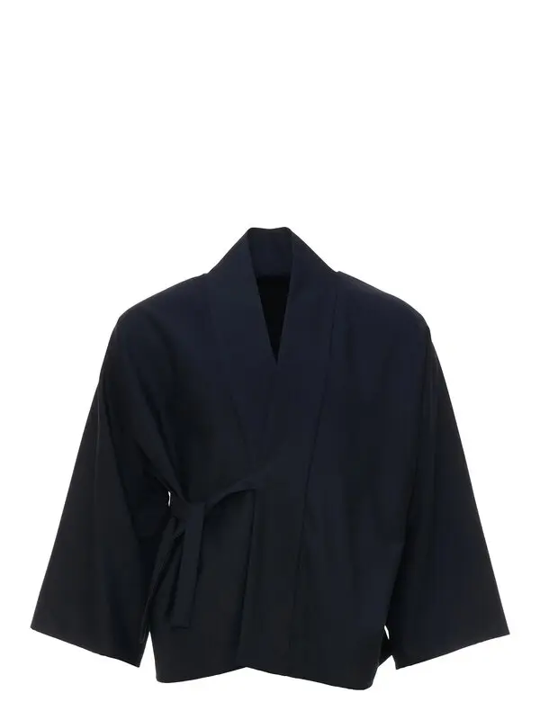 MOE Deep Check Reversible Wool Jacket - Blue