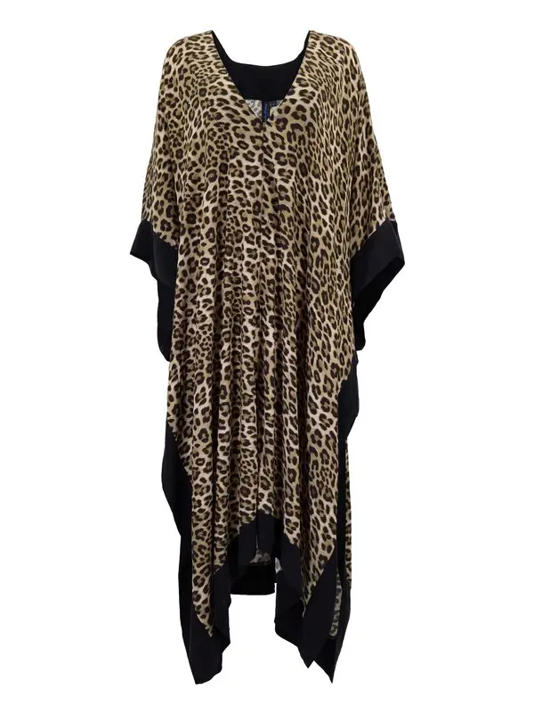 LORDS OF HARLECH Kiera Leopard Print Kaftan - Brown