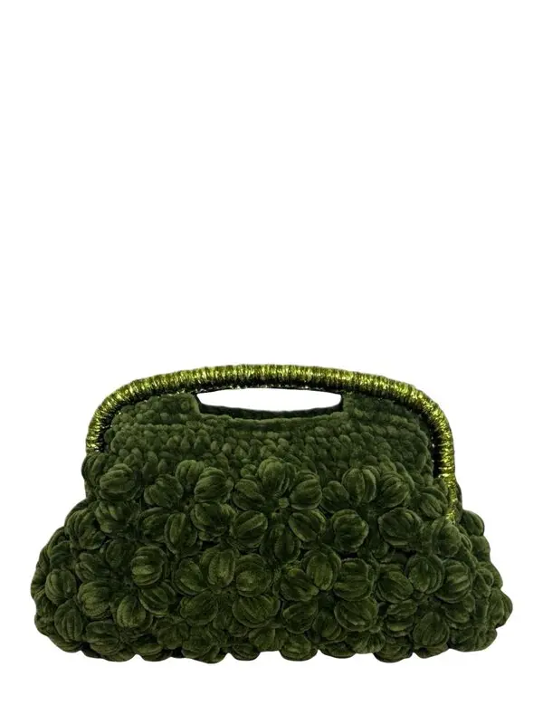 SPRINGMOONATELIER Floral Velvet Crochet Bag - Green