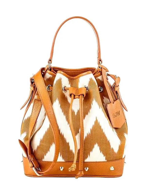 SJW BAGS LONDON Primrose Ikat Bucket Bag - Beige