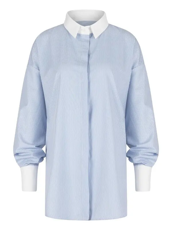 CLOTHES BY LOCKER ROOM Striped Color-block Shirt - Blue