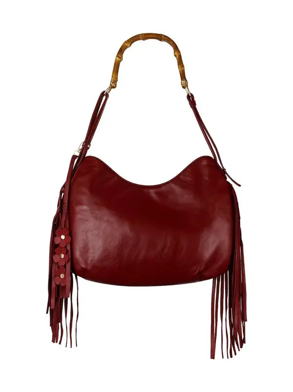 F3ROG BY RANA Glossy Fringe Gordon Hobo Bag - Red