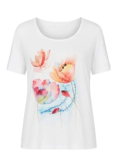 CONQUISTA Jersey Top With Rhinestone Detail - White