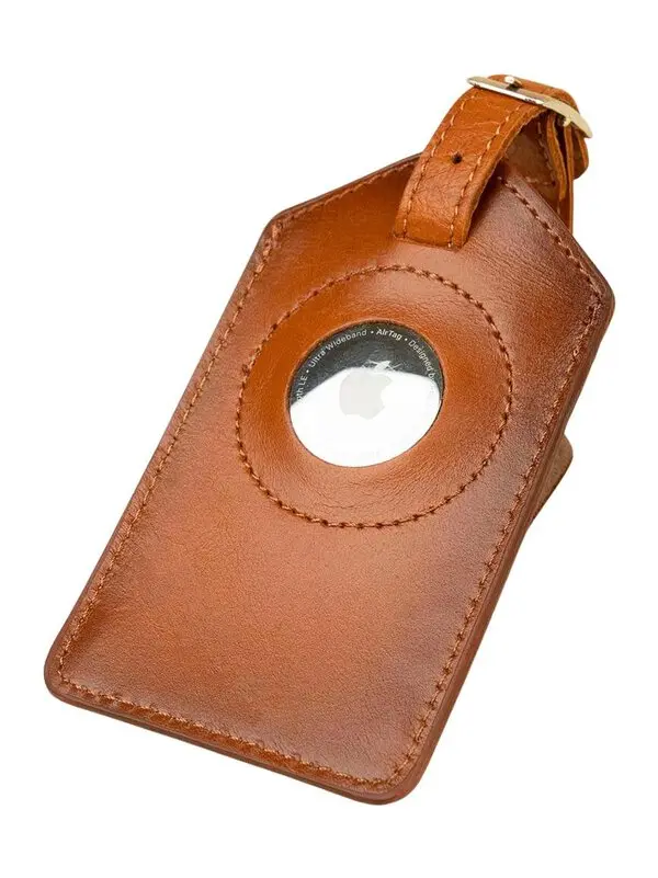 LEATHERE Leather Airtag Luggage Tag - Brown