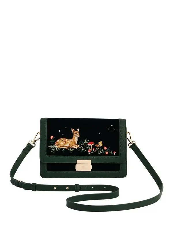 FABLE ENGLAND Fawn Embroidered Crossbody Bag - Green