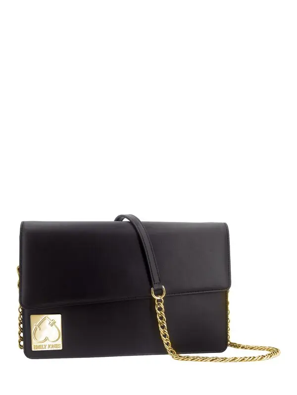 EMILY JONES Double Flap Crossbody Bag - Gold/black