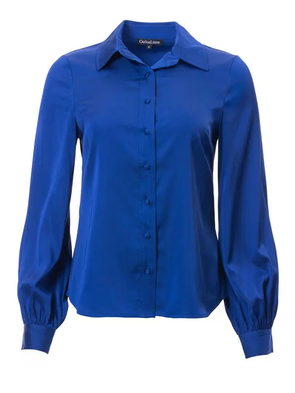 CARLOSLINES Button Down Long Sleeve Shirt - Blue