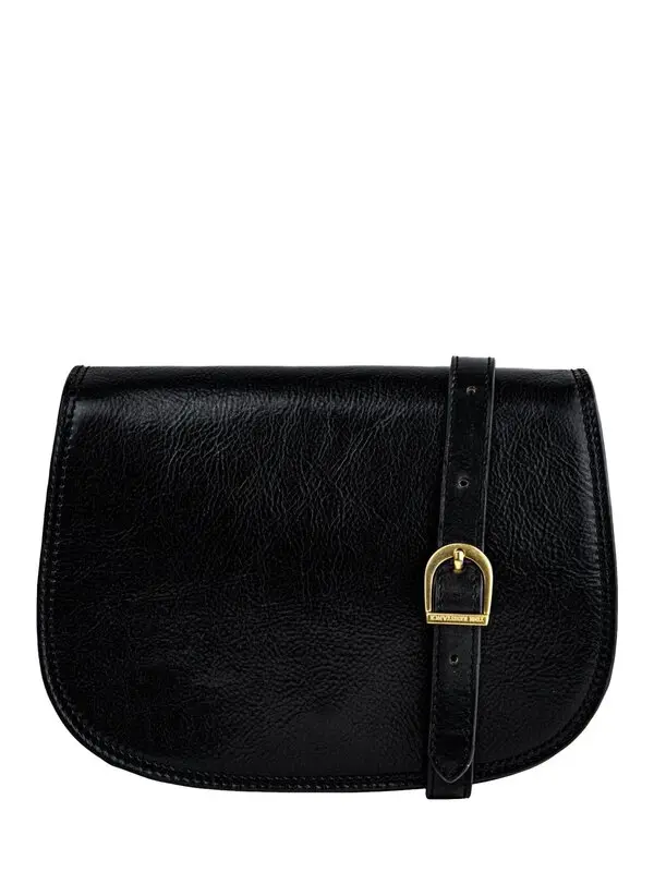 TIME RESISTANCE Leather Saddle Messenger Bag - Black