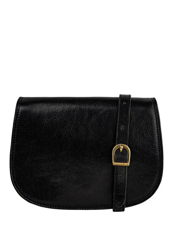 TIME RESISTANCE Leather Saddle Messenger Bag - Black