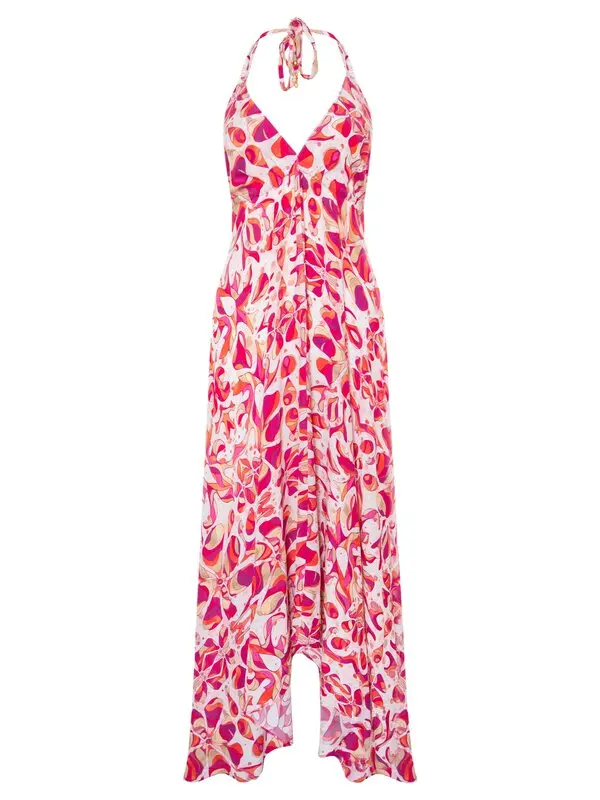 SOPHIA ALEXIA Floral Fusion Silk Ibiza Maxi Dress - Pink
