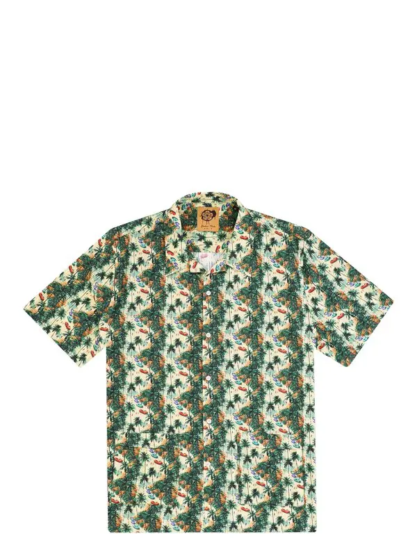 GRESHAM BLAKE Cuban Jungle Jacquard Bowling Shirt - Green