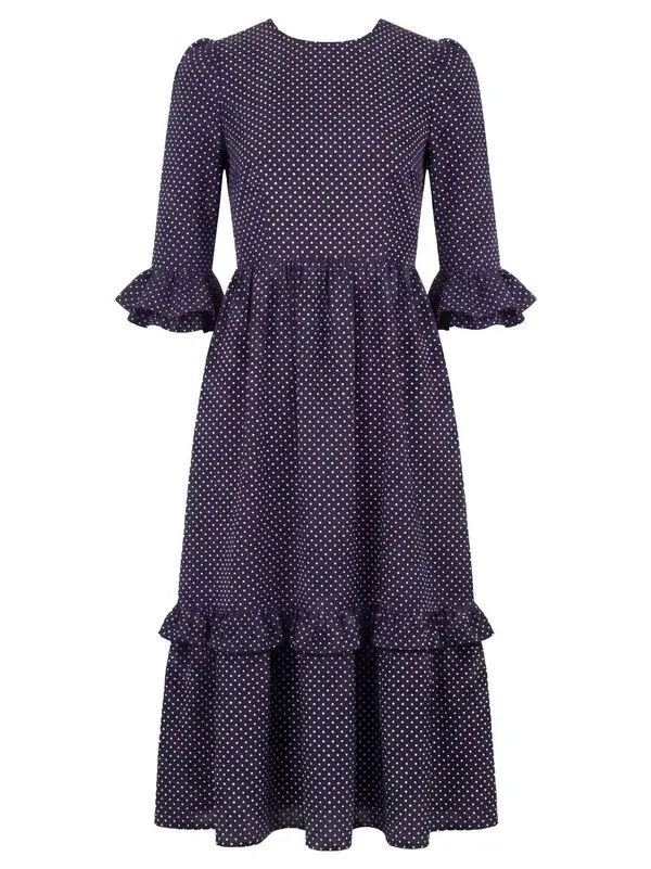 THE WELL WORN Felicity Polka Dot Dress - Blue
