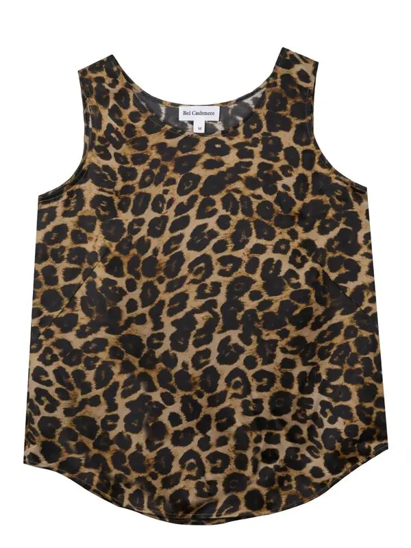 BEL CASHMERE Silk Leopard Top - Black